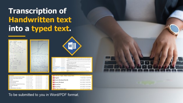 I will convert your handwritten text to typed text and send to you in ...