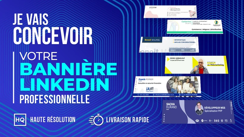 Je vais créer vos visuels linkedin (bannière & carrousel) de manière professionnelle par ...