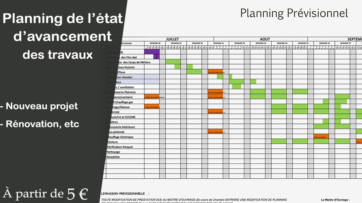 Planning Chantier Maison Excel | Ventana Blog