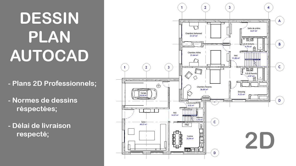 Je vais dessiner votre PLAN en 2D sur AutoCAD par ZIZI_Tarik