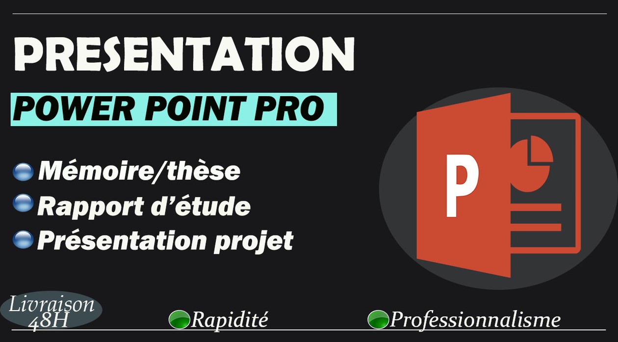 Je vais concevoir les slides ou diapositives de votre présentation power point professionnelle ...