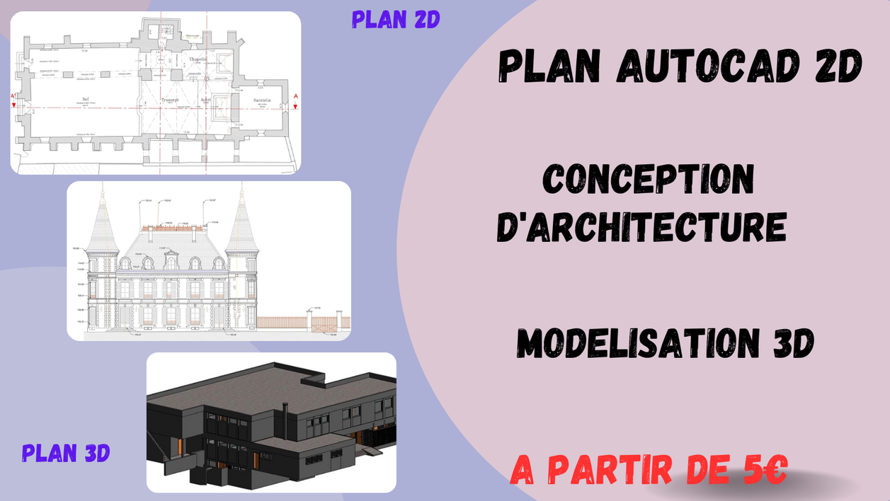Je vais dessiner votre plan 2D sur AutoCAD par Sourinah