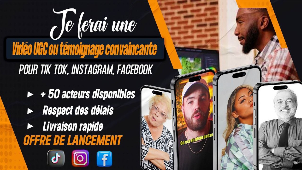 Je vais créer une vidéo UGC parfaite pour l'organique ou la publicité Tik Tok Ads de votre ...
