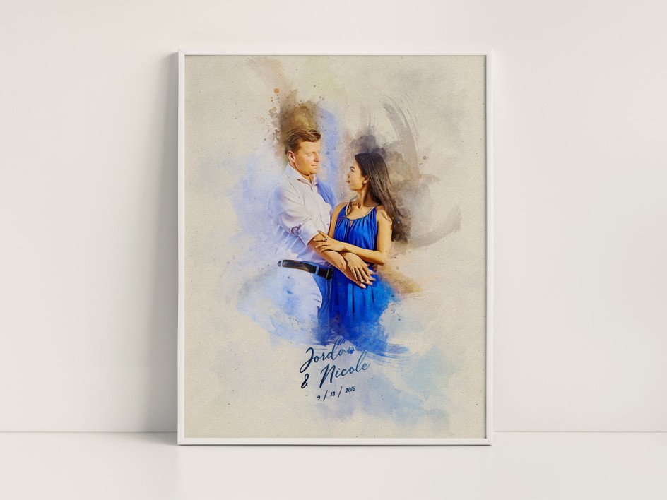 I will make a customized watercolor wedding anniversary portrait using ...