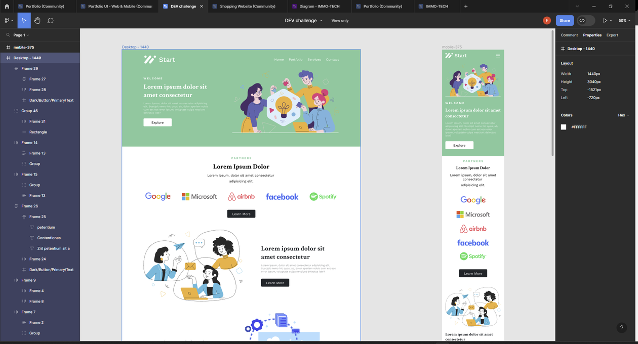 Je vais intégrer vos maquettes figma/xd/psd en html css javascript ou ...