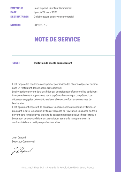Je vais créer pour vous vos notes de services et ou informations par ...