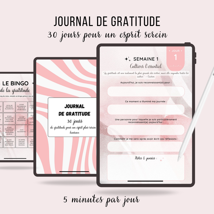 Je vais vous fournir un journal de gratitude PDF, 3O jours pour un ...