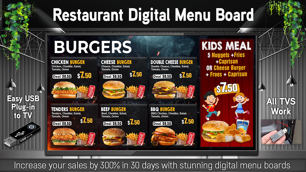 I will design digital menu boards for TVs: Dynamic/Static menus for ...