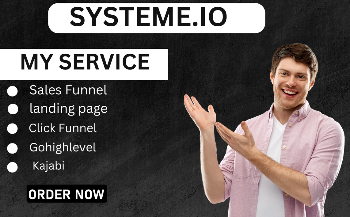 I will create your sales funnel and landing on systeme.io, kajabi ...