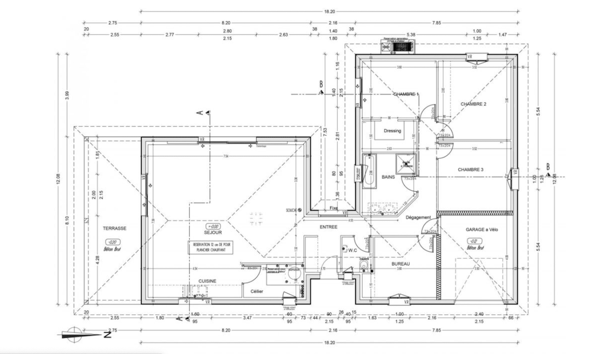 Je vais réaliser un plan 2D architectural détaillé et professionnel par ...