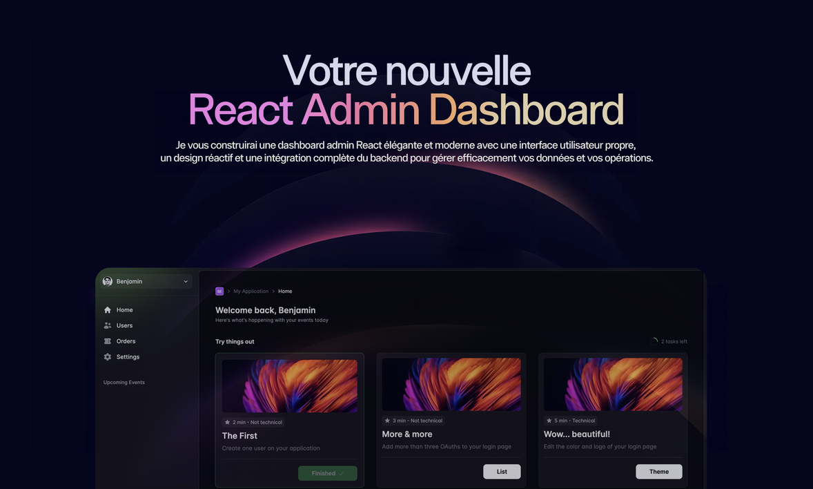 Je vais créer une dashboard fullstack professionnel par BenjaminDotWork