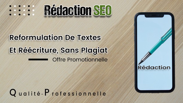 Je vais réécrire ou reformuler vos textes ou articles sans plagiat par ...