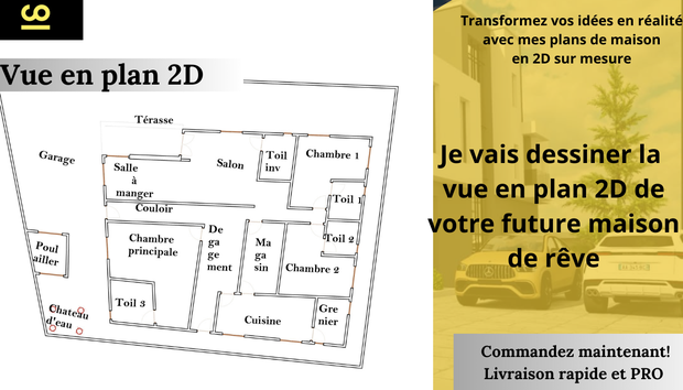 Je vais dessiner la vue en plan 2D de votre future maison de rêve par ...