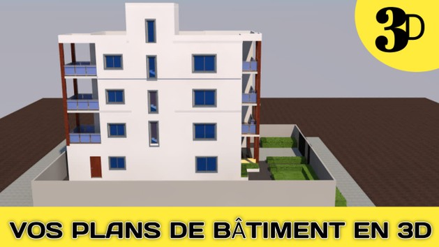 Je vais dessiner de façon professionnelle vos plans de bâtiment en 3D ...