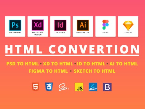 I will convert Your UI/UX Designs to Responsive HTML, CSS, JavaScript ...