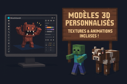 Je vais créer des modèles 3D Minecraft Blockbench Mobs Items Blocs ...