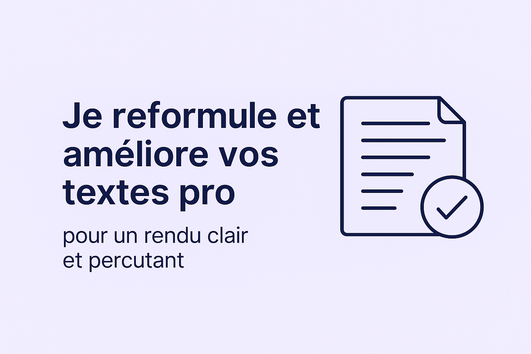 Je vais reformuler et améliorer vos textes pro pour un rendu clair et ...