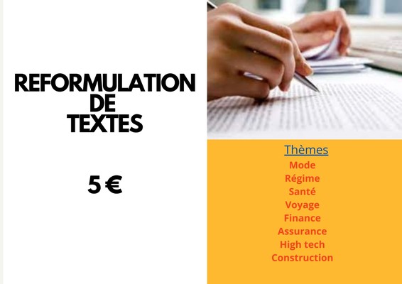 Je vais réaliser vos travaux de reformulation de textes en français par ...