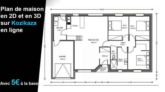 Je vais dessiner le plan de maison en 2d et 3d pour votre projet sur le ...