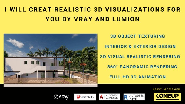 I will creat realistic 3d visualizations for you by vray and lumion by abdessalemlabidi