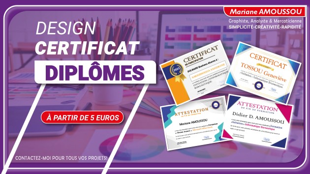 Je vais créer un design original et élégant de vos attestations ...