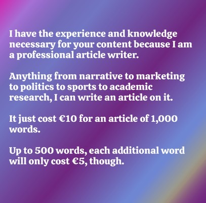 I will write perfect 1000 word articles in English for your business's ...