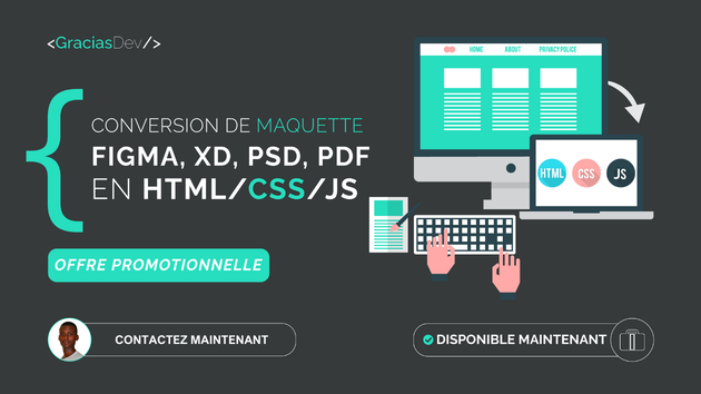 Je vais convertir votre maquette FIGMA, XD, PSD en HTML/CSS par GraciasDev