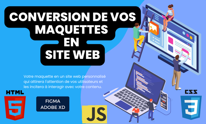 Je vais transformer votre maquette en un site web avec HTML/CSS/JS par pegdjune