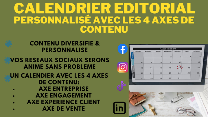 Je vais te créer un calendrier éditorial pour tes publications sur les ...