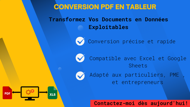 Je vais réaliser la conversion des fichiers PDFs en Excel/Google Sheets ...