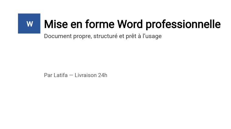 Je vais faire la mise en forme professionnelle de votre document Word ...