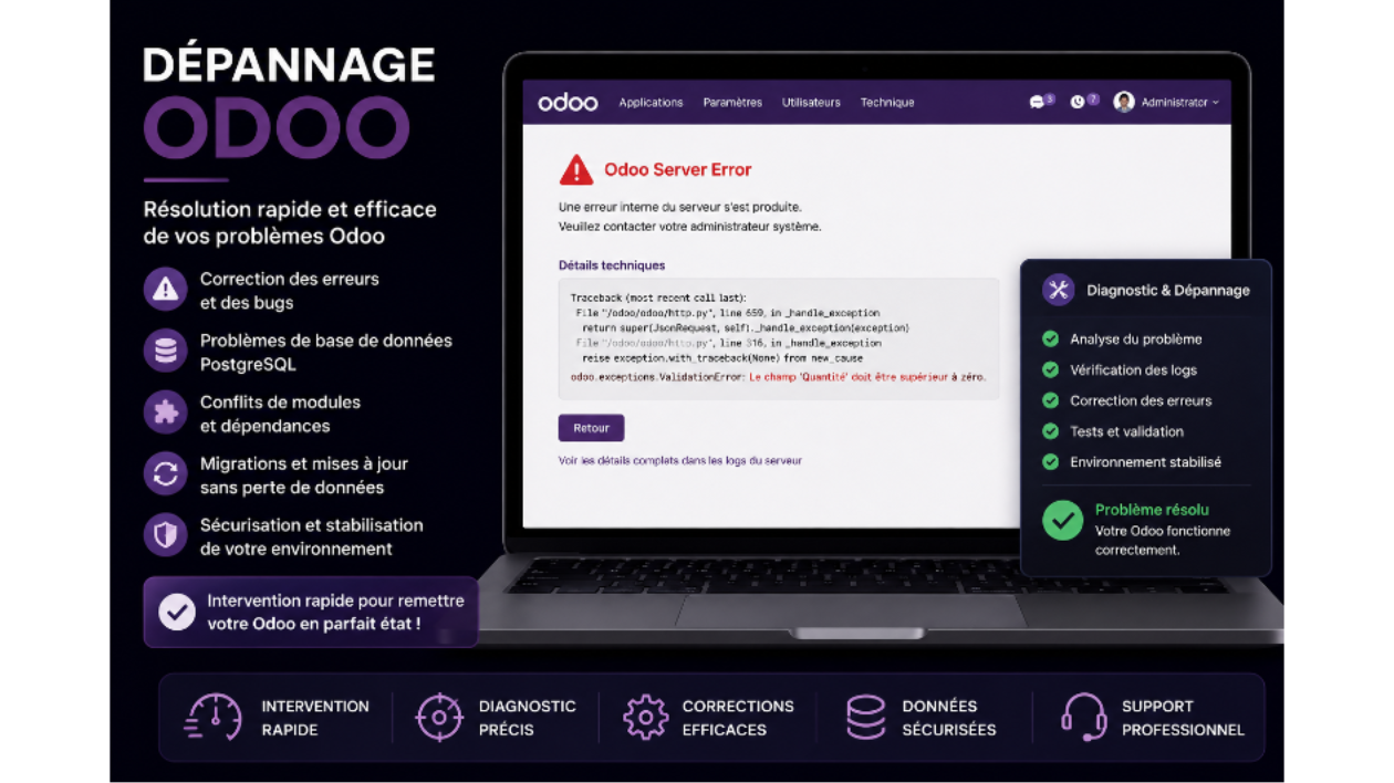 Je vais installer, configurer et dépanner Odoo à distance par ...