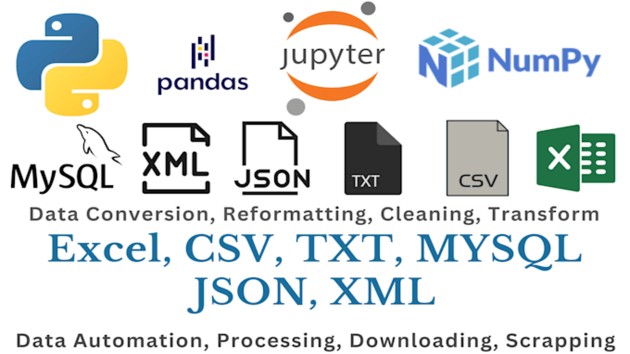Je vais automatiser vos tâches de traitement de données Excel, CSV, XML et JSON à l'aide de ...