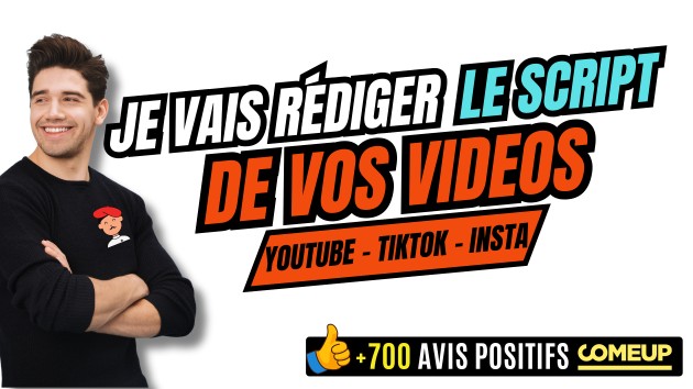 Je vais rédiger votre script vidéo YouTube, Tiktok, Instagram, Pub, VSL par FRENCHTEAM