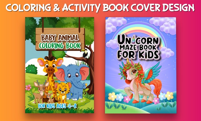 I will create kids animals coloring book cover kids activity book cover ...
