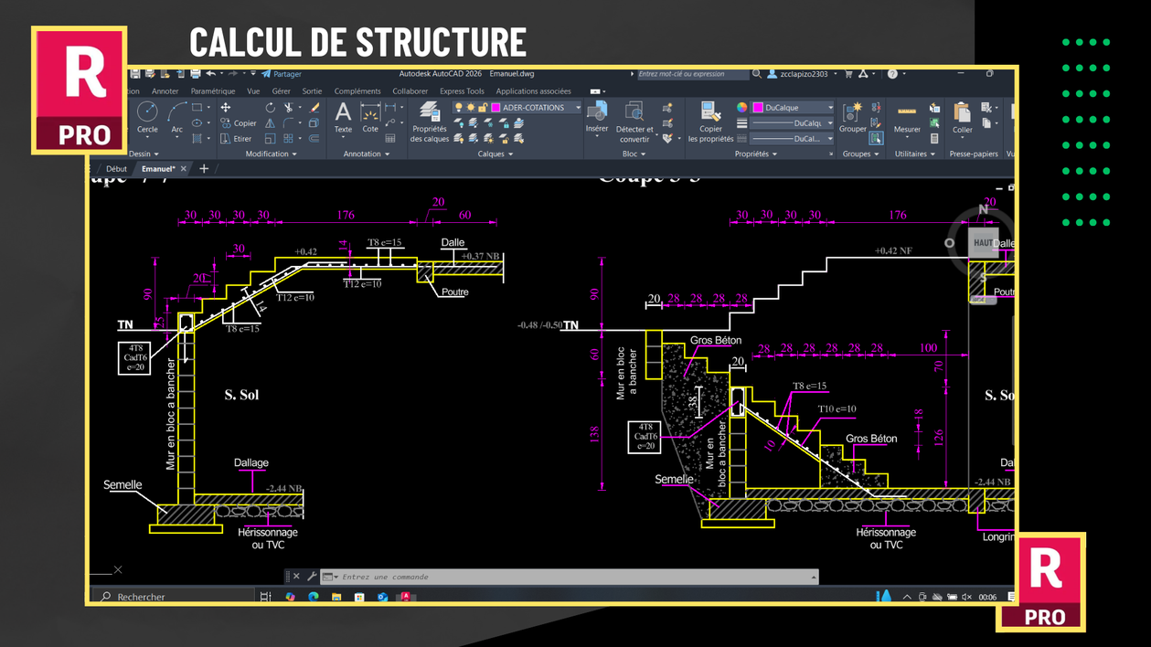 Je vais réaliser le calcul de structure complet pour votre bâtiment ...