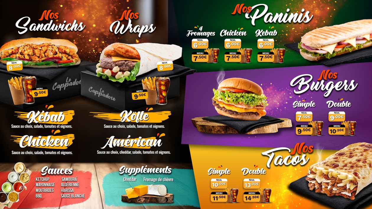 Je vais créer votre menuboard animé ou statique menu écran restaurant ...